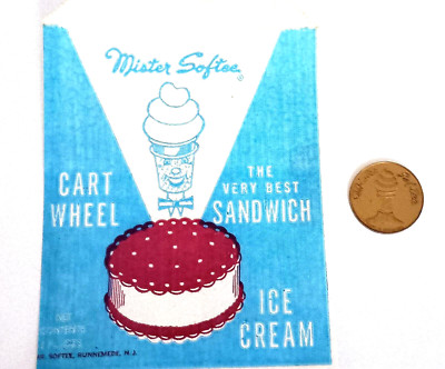 Vtg Mister Mr Softee Ice Cream Sandwich Wrapper + Plastic 5C Coin NOS ...