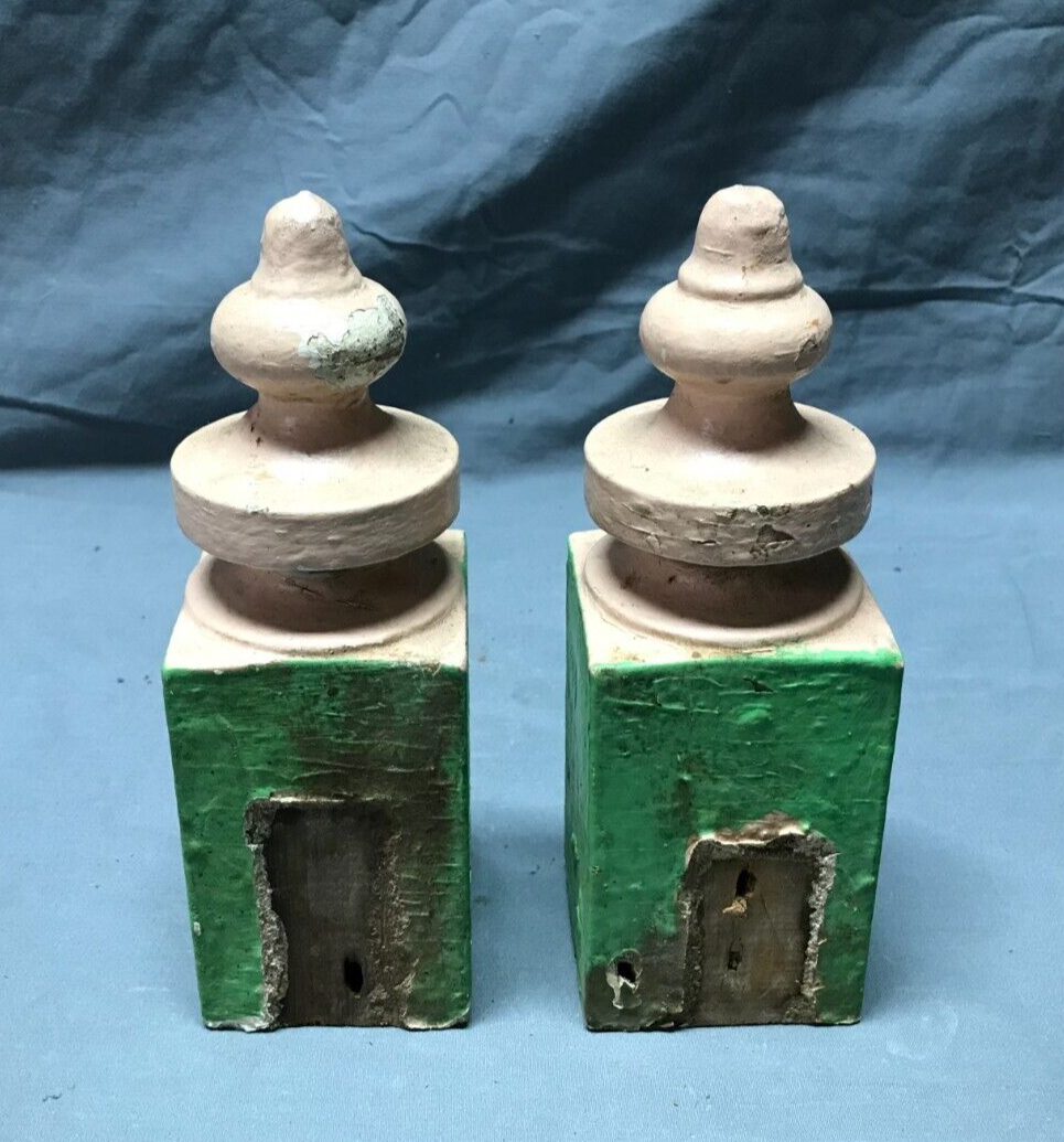 Antique Pair Shabby Turned Wood Porch Drop Finials Decorative Old VTG ...