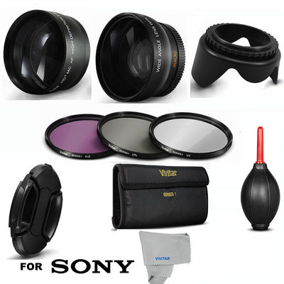 PRO 55MM WIDE ANGLE MACRO LENS +2X HD 55MM ZOOM LENS + FILTERS FOR SONY ...