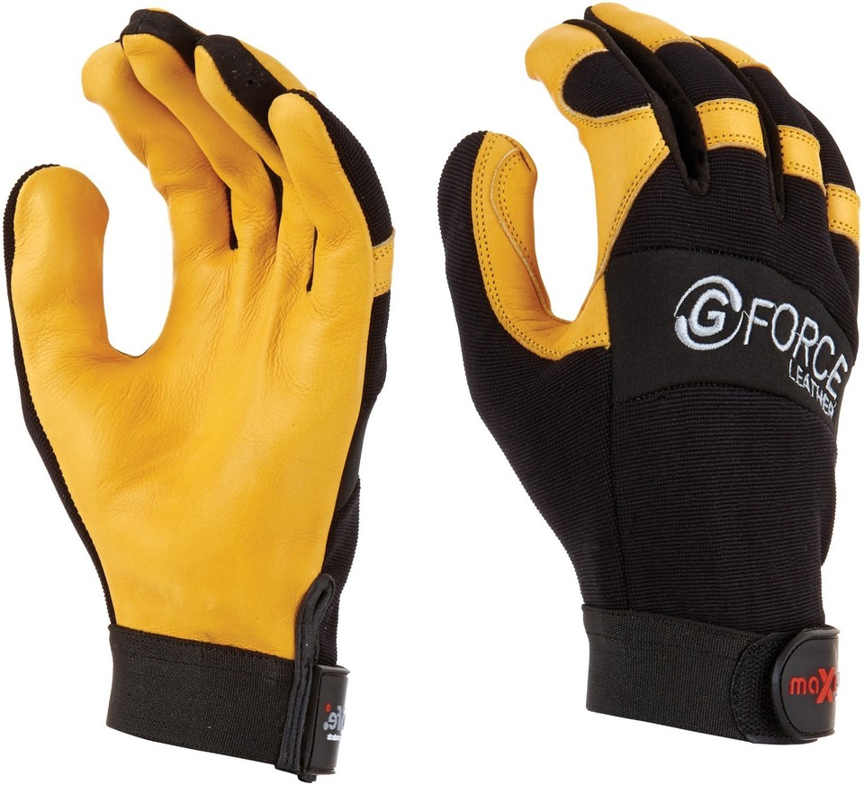 MAXISAFE G-FORCE PREMIUM LEATHER MECHANICS SAFETY WORK GLOVES – X-LARGE ...