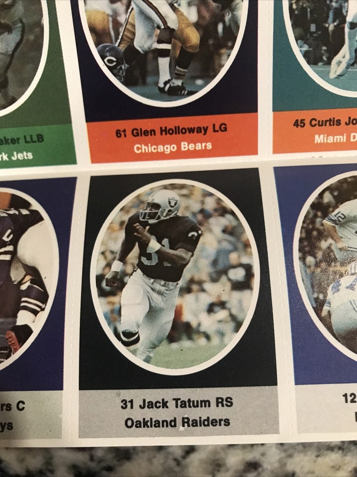 1972 Sunoco NFL ACTION STAMPS TATUM HOF/KOLB Steelers Raiders OPENED ...