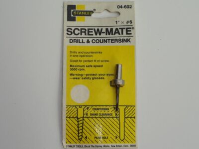 Stanley Screw-Mate 1" x #6 Boatbuilders Countersink VTG Drill Bit 1525 ...