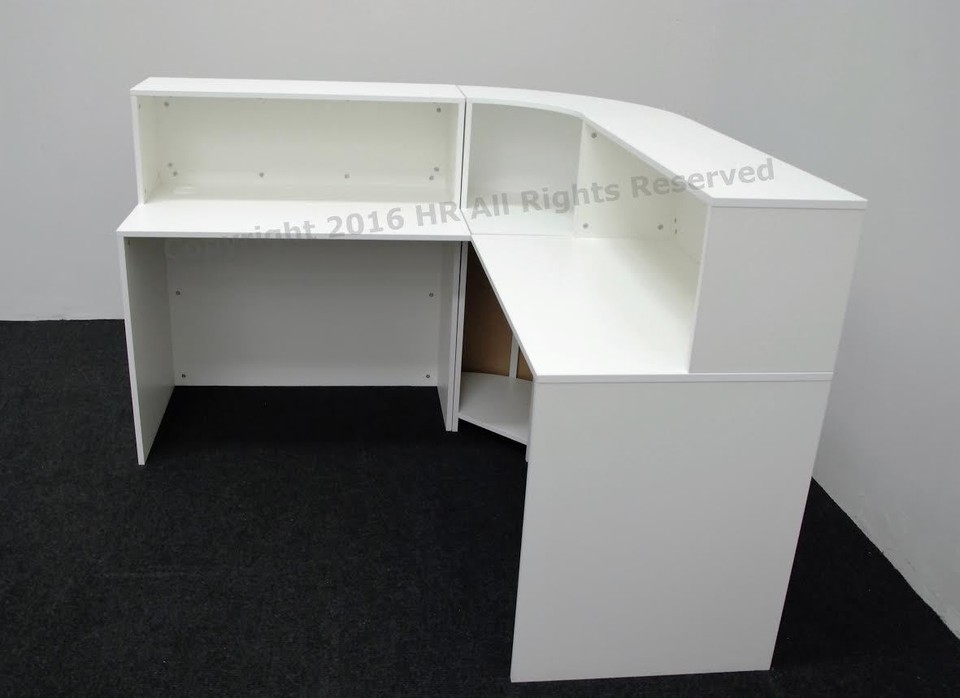 Reception desk white curved corner unit privacy panel reception counter ...