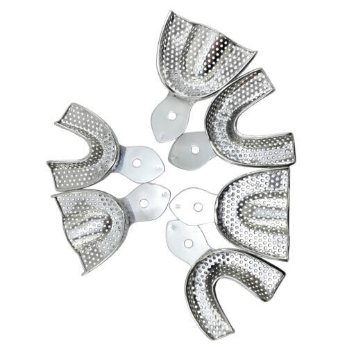 Dental Stainless Steel Autoclavable Metal Impression Trays S/M/L Upper ...