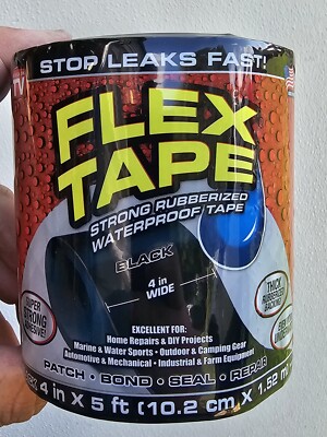 Flex Seal Tape TFSBLKR0405 4" x 5' Black Rubberized Waterproof Tape ...