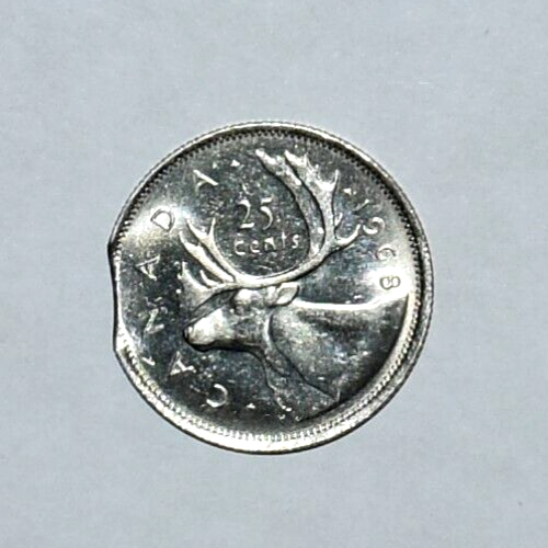 1968 Canadian Quarter 25 Cent Coin Clipped Planchet & Broad Strike ...