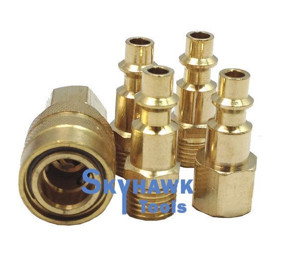 5pc Solid Brass Quick Coupler Set Air Hose Connector Fittings 1/4 NPT ...