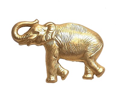 EMBOSSED STAMPED GOLD FINISHED BRASS SMALL ELEPHANT COMPONENT ...