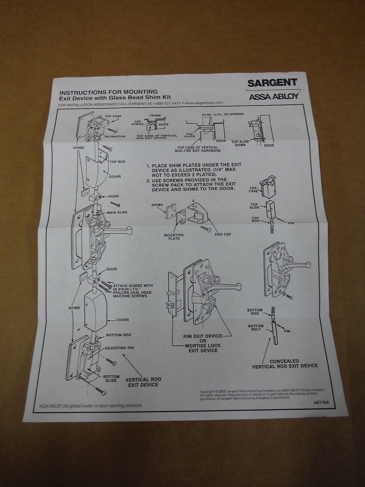 Sargent Shim Kit For Security Emergency Rim Exit Door Bar 589 | eBay