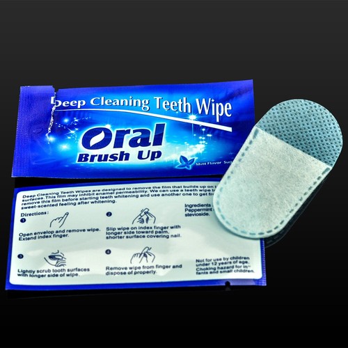 100PCS Teeth Finger Wipes Deep Cleaning Teeth Whitening Brush Ups Mint ...