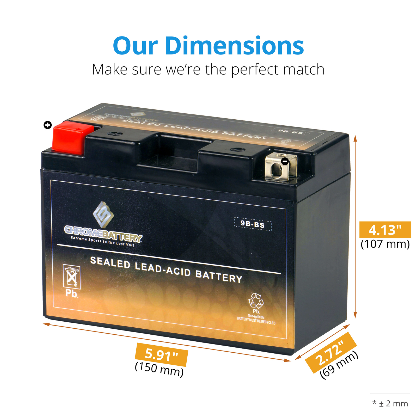 YT9B-BS Rechargeable AGM ATV Battery for Yamaha Raptor 700, R, R SE ...