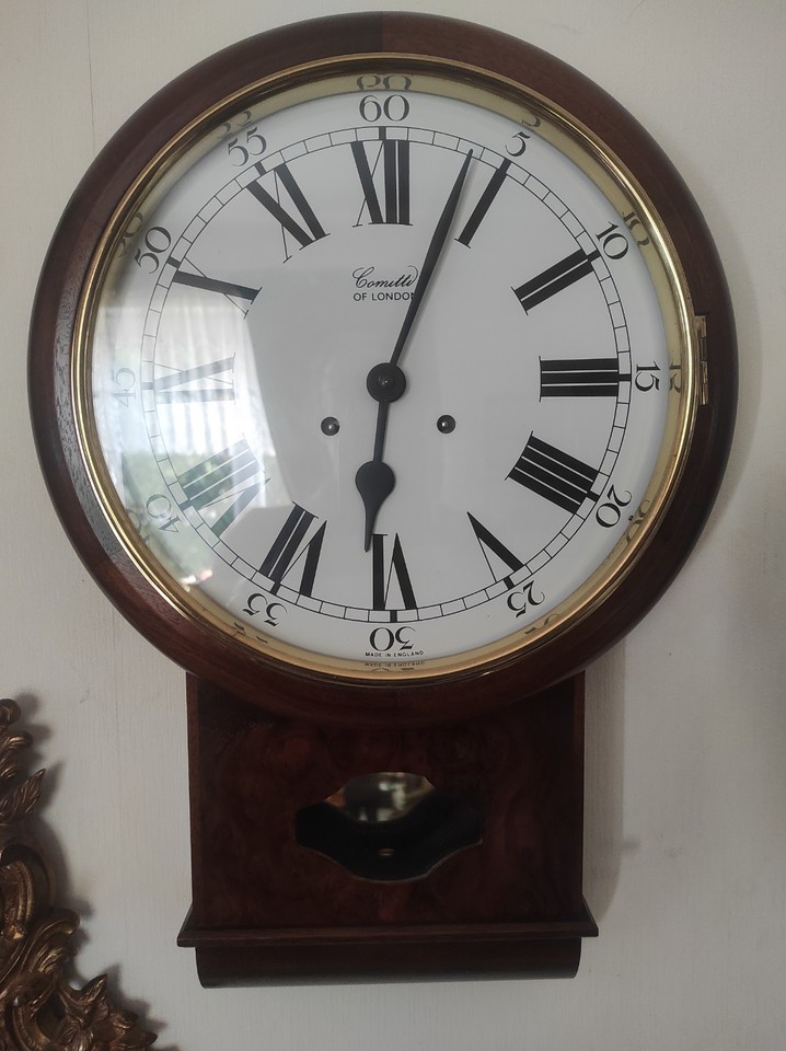 SUPERB VINTAGE COMITTI OF LONDON MAHOGANY DROP-DIAL STRIKING WALL CLOCK VGWO | eBay UK