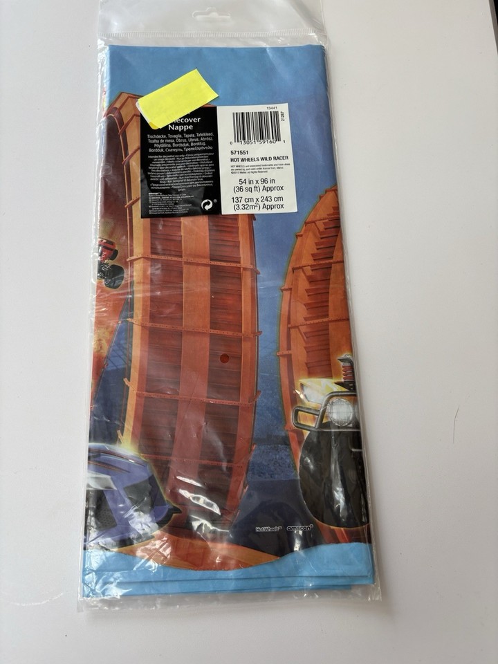 Hot Wheels Plastic Table Cover Rectangle 54 X 96 Amscan New In Package ...