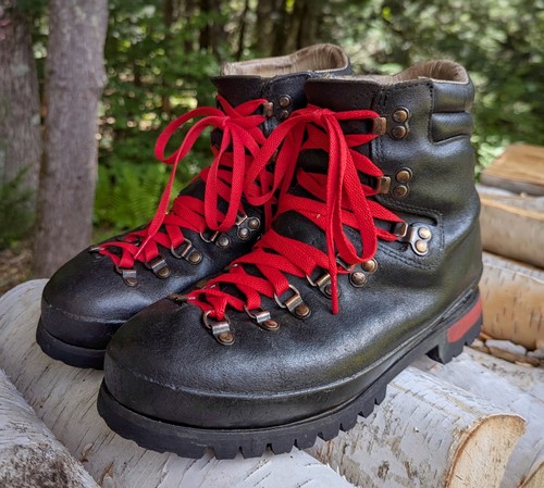 Rare, Vintage Raichle Black Full Leather Hiking Mountain Walking Boots ...