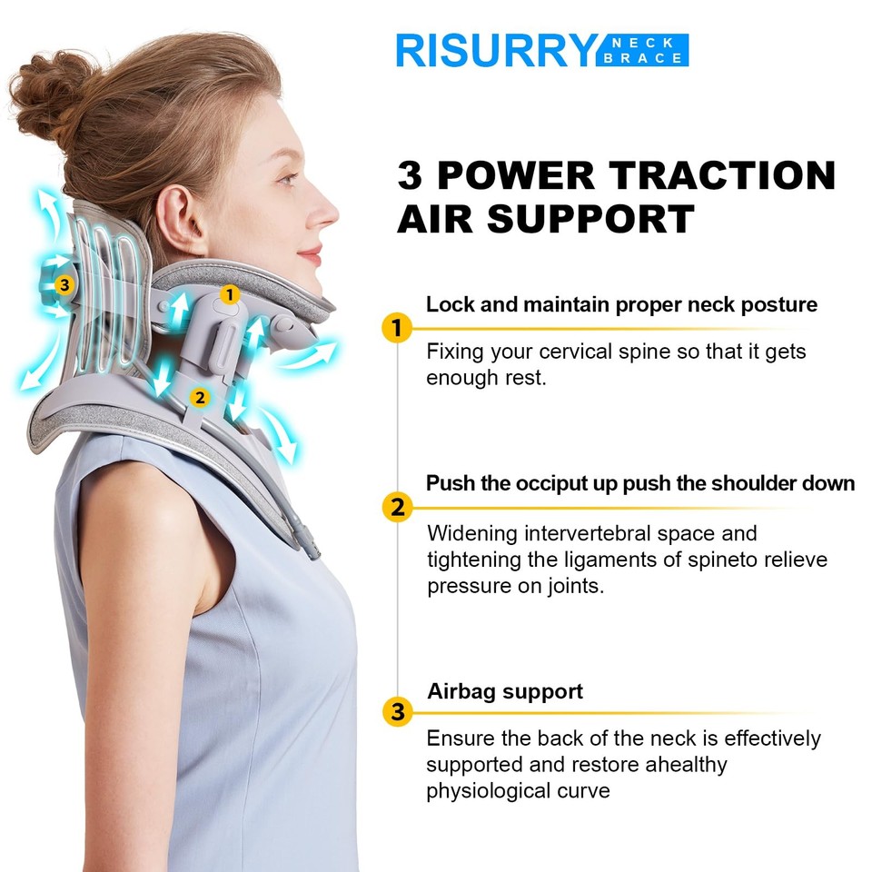 Cervical Neck Traction Device Fast Air Pump Neck Brace, Adjustable ...