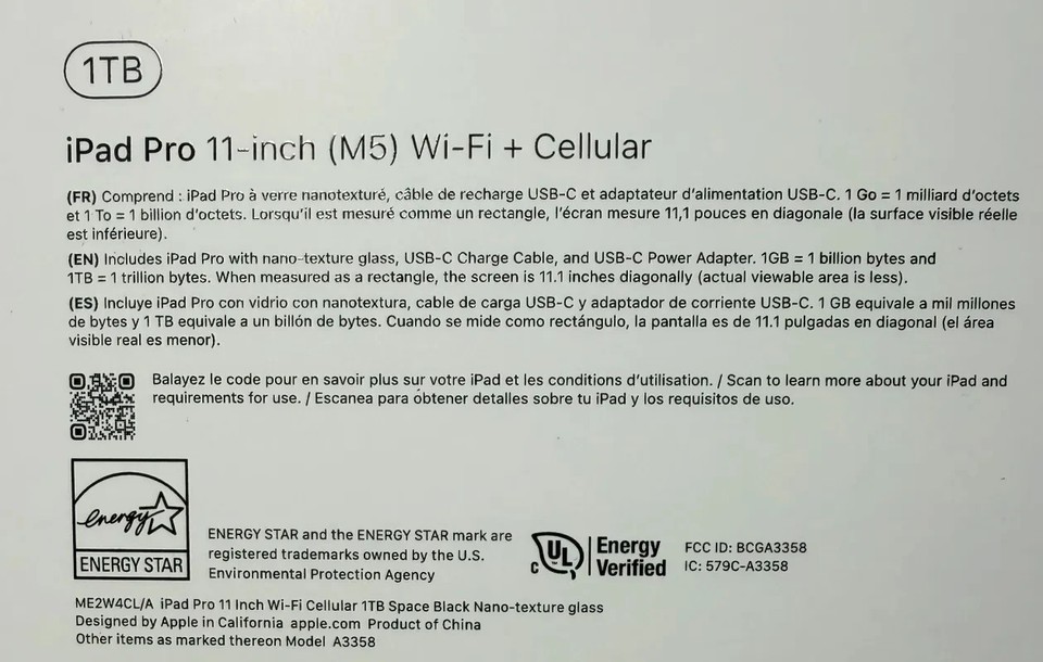 iPad Pro M5 Nano Texture 11 inches 1TB Space Black (OPEN BOX) | eBay