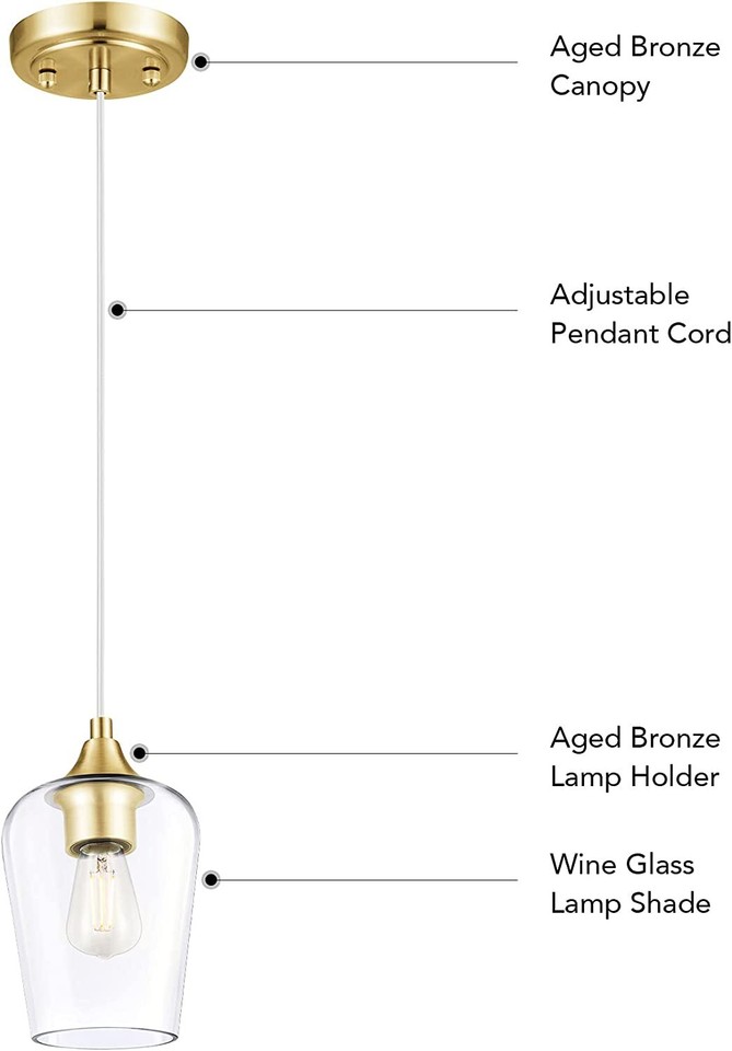 Mid-Century Modern Gold Pendant Light Fixtures with Glass Shade Brushed ...