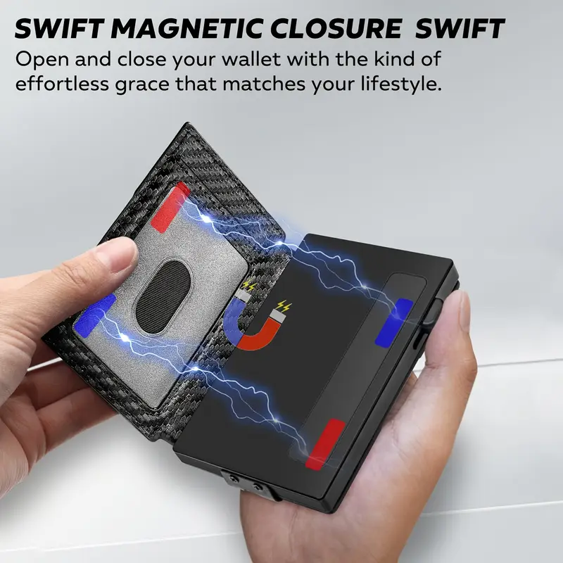 Mens Money Clip Minimalist Wallet, Pop Up Metal Card Holder Slim Wallet ...