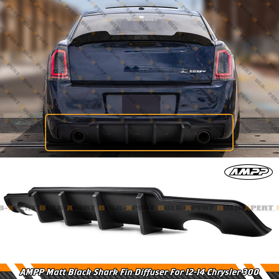 FOR 2012-2014 CHRYSLER 300 300S AMPP MATTE BLACK SHARK FIN REAR BUMPER ...