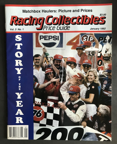 RACING COLLECTIBLES PRICE GUIDE MAGAZINE-JANUARY 1992-VOL 3 No. 1 ...