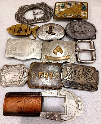 Collection of BELT BUCKLES Specific Artisan/Western Silver Brass Pewter ...