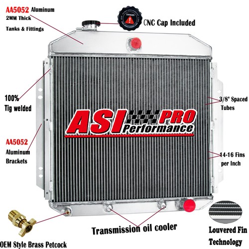 4 Row Aluminum Radiator for 1957 - 1960 1958 Ford F-100 Chevy ...