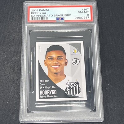 2018 Panini Sticker Rodrygo Rookie Santos Real Madrid #267 PSA 8 Near ...
