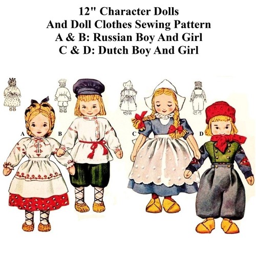 12" Dolls & Clothes Sewing Patterns Russian and Dutch Boys and Girls | eBay