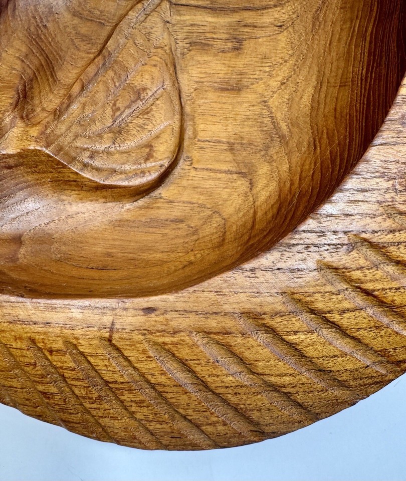 MCM Large Vintage Hand Carved Wood Fish Bowl 18” x 14” | eBay