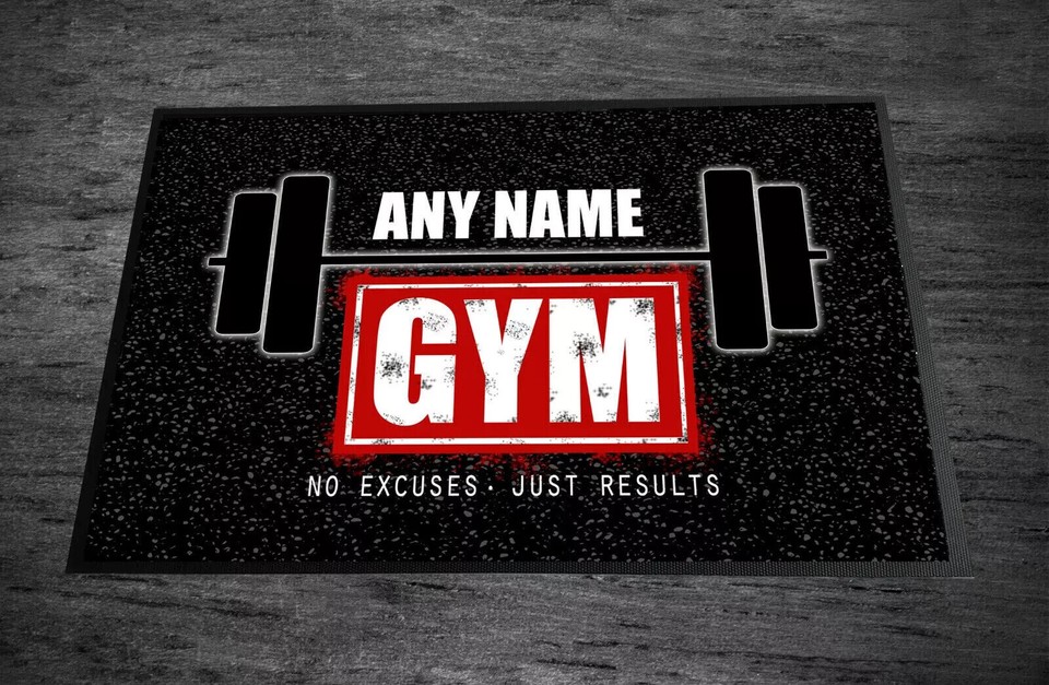 Personalised Home Gym work out room door mat - Door mat Gym accessories ...