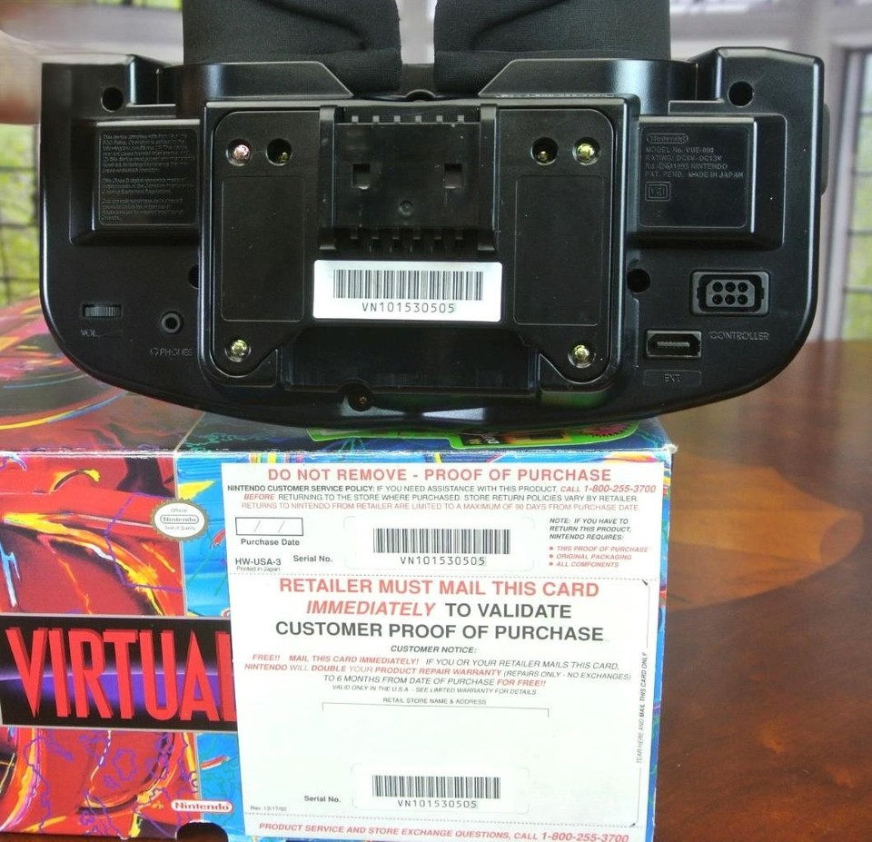 RARE NEW Nintendo 3D Virtual Boy VB Game System WARRANTY CARD Matching ...