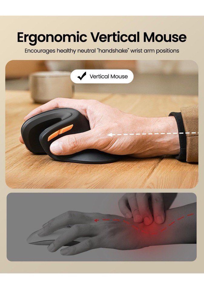 ProtoArc EM11 NL Ergonomic Mouse,Wireless Vertical Mini Mouse ...