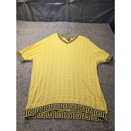 Prestige Original Mens Yellow Greek Key Trim Knit T-Shirt Top 4XL | eBay