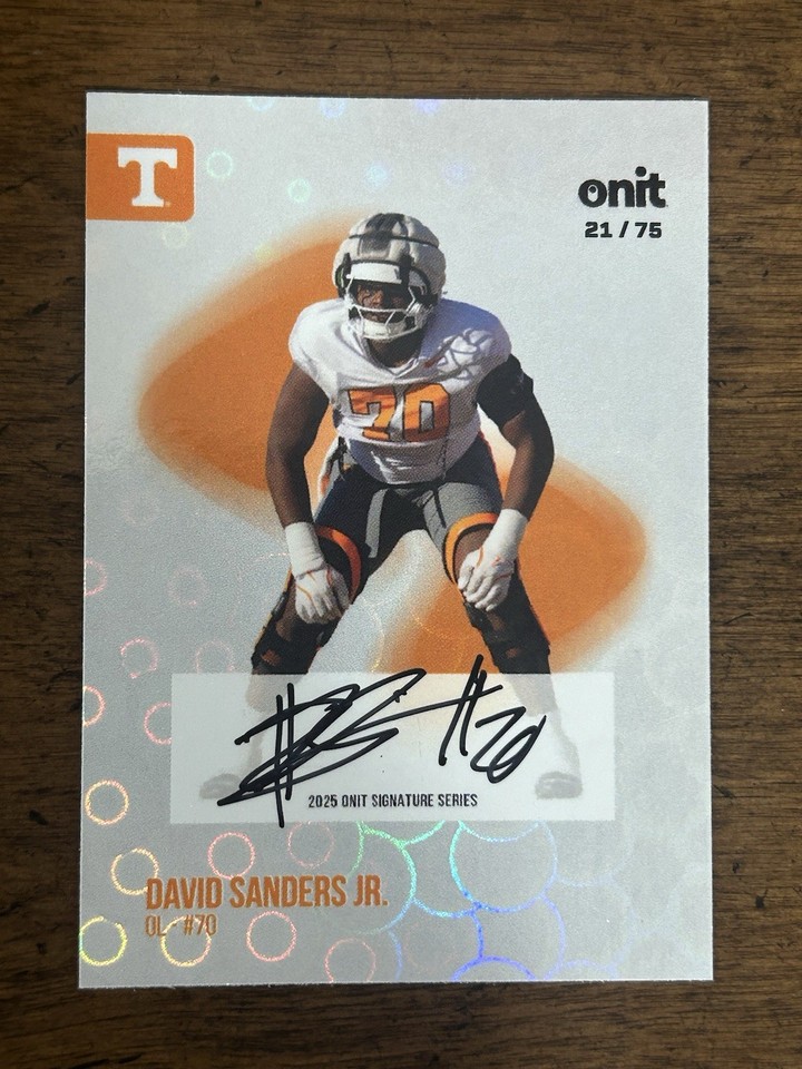 David Sanders JR. /75 Onit Athlete Tennessees Volunteers On Card Auto ...