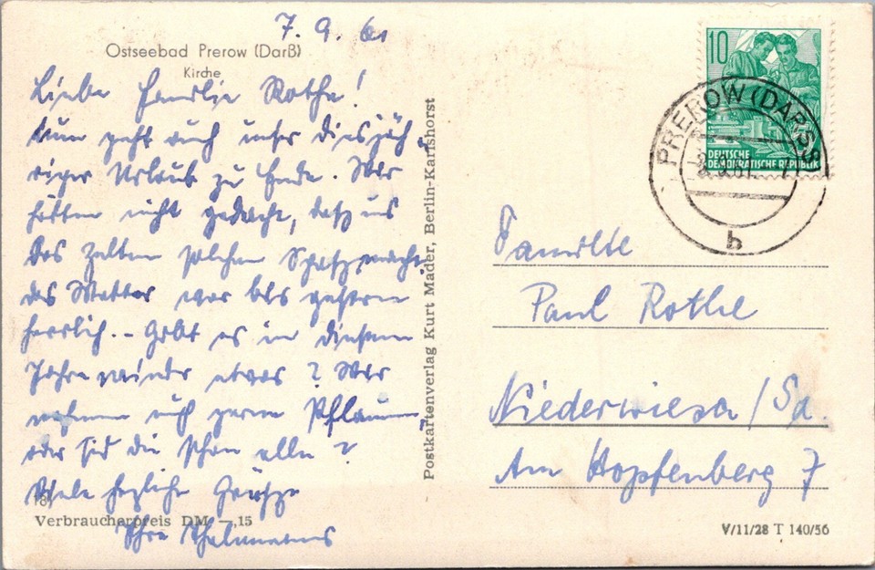 Postcard, postcard, church in Prerow (N)50899 | eBay