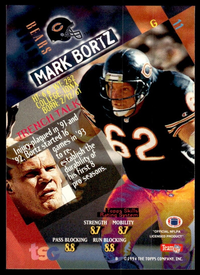 1994 STADIUM CLUB SUPER BOWL XXIX MARK BORTZ CHICAGO BEARS #11 | eBay