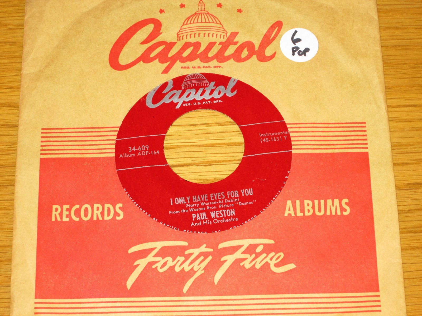 LOT of 2 POP BIG BAND 45 RPM - PAUL WESTON - CAPITOL LABEL | eBay