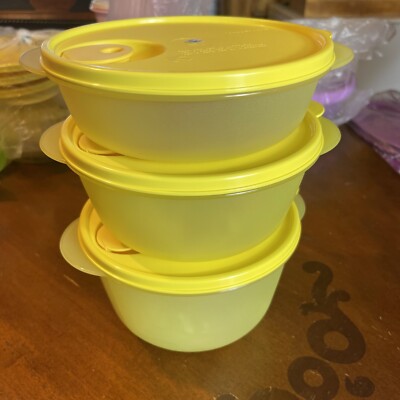 Tupperware Crystalwave Plus Bowls Set of 3 Yellow Food Storage ...