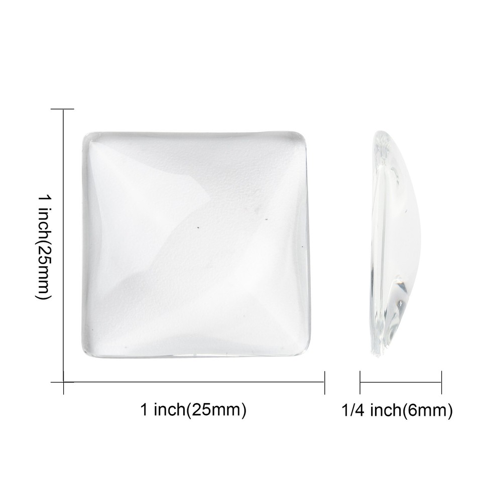 10 pcs Transparent Clear Glass Square Cabochons For DIY Jewelry Making ...