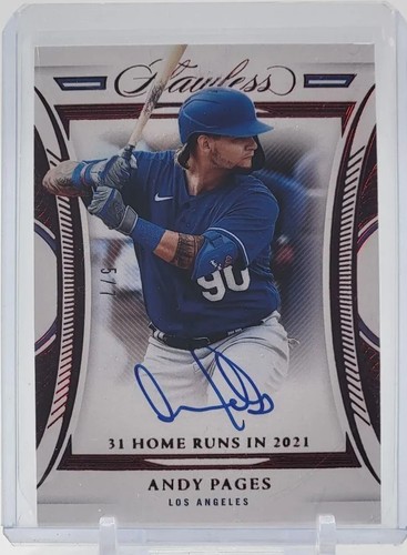Andy Pages 2022 Panini Flawless Ruby Auto Card #5/7 Los Angeles Dodgers ...