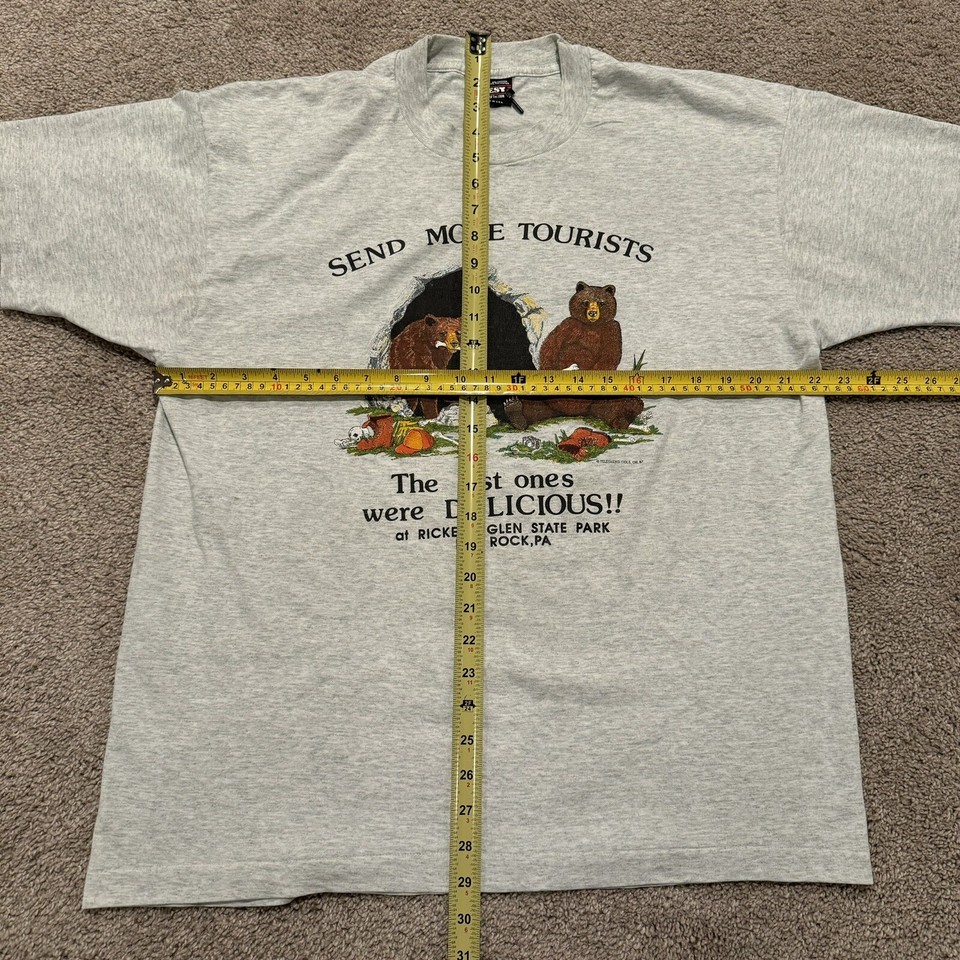Vintage 80s Funny Graphic Print Comical Shirt Send More Tourists Bears ...