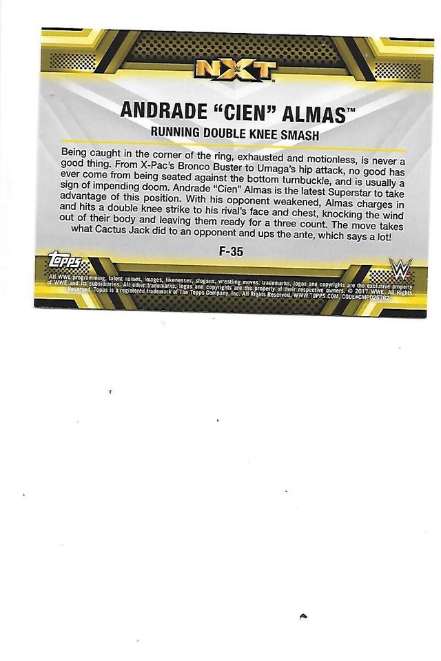 Andrade Cien Almas 2017 Topps WWE NXT Trading Card #F-35 | eBay