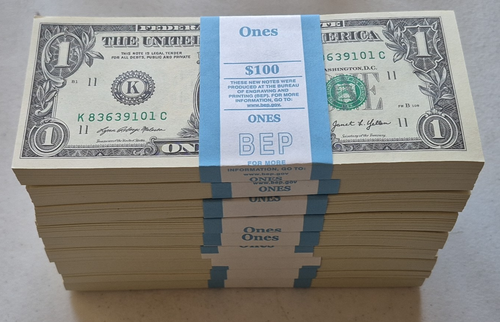 FULL Pack of 100 Consecutive One Dollar Bills $1 2021 UNC W/BEP Strap ...