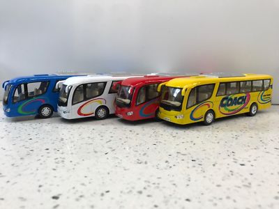 4PC SET: 7" Kinsmart Kinsfun Coach Tour Travel Diecast Model Toy Bus ...