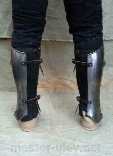 Leg Pair Greaves Medieval Knight Armor Set Steel Gothic Larp Warrior ...