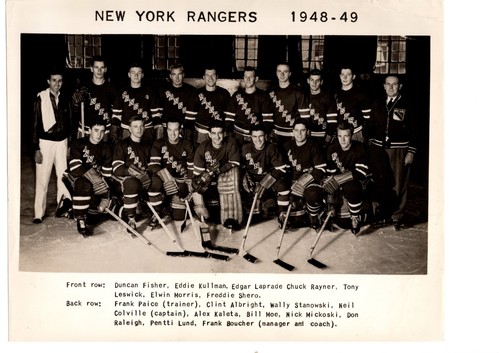 VINTAGE ORIGINAL 1948 1949 NEW YORK RANGERS 8x10 TEAM PHOTO NHL HOCKEY ...