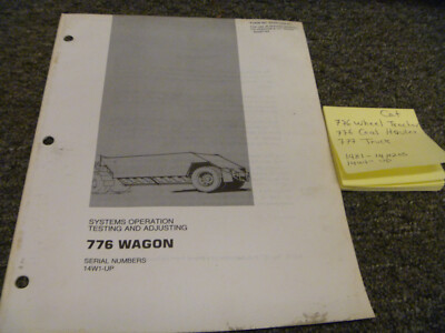 CAT Caterpillar 776 Tractor Wagon 777 Truck Op Test Service Repair ...
