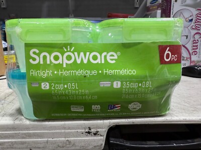 Snapware Plastic Containers, X1 3.5 Cup, X2 0.5 Cup w/ Lids - 6pc | eBay