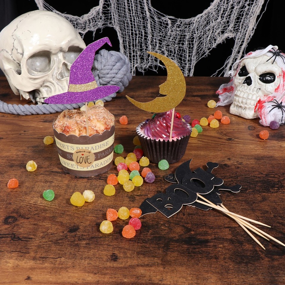 12 Pcs Halloween Cake Toppers Halloween Elements Pattern Cake Fruit ...