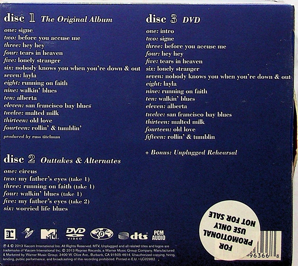 ERIC CLAPTON- MTV Unplugged EXPANDED DELUXE Edition 2-CD DVD Sealed ...